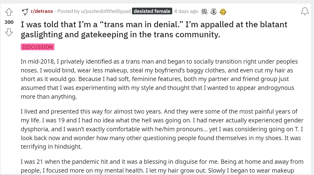 Sinead Watson, Kiera Bell, Helen Kerschner, r/detrans, Charlie Evans