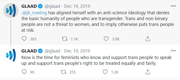 J.K. Rowling, TERFs, transphobes, Magdalen Berns, Rachel Rooney, GLAAD ...